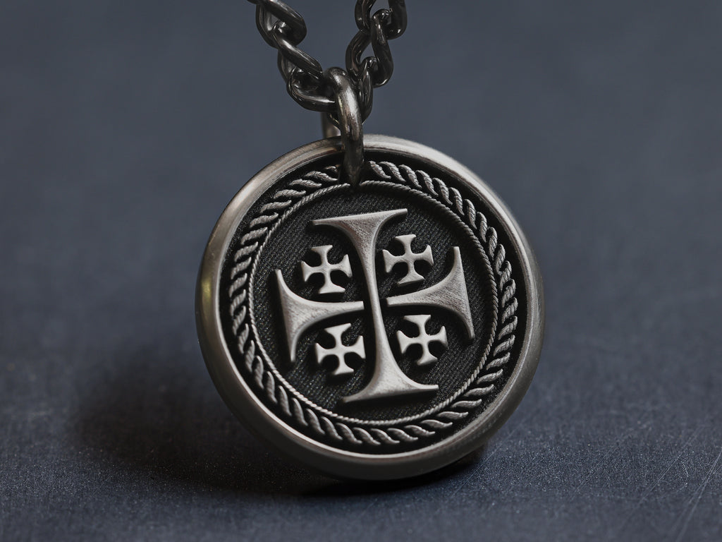 TITANIUM Custom 3D Jerusalem Cross Necklace - Mens Necklaces - Maven Metals