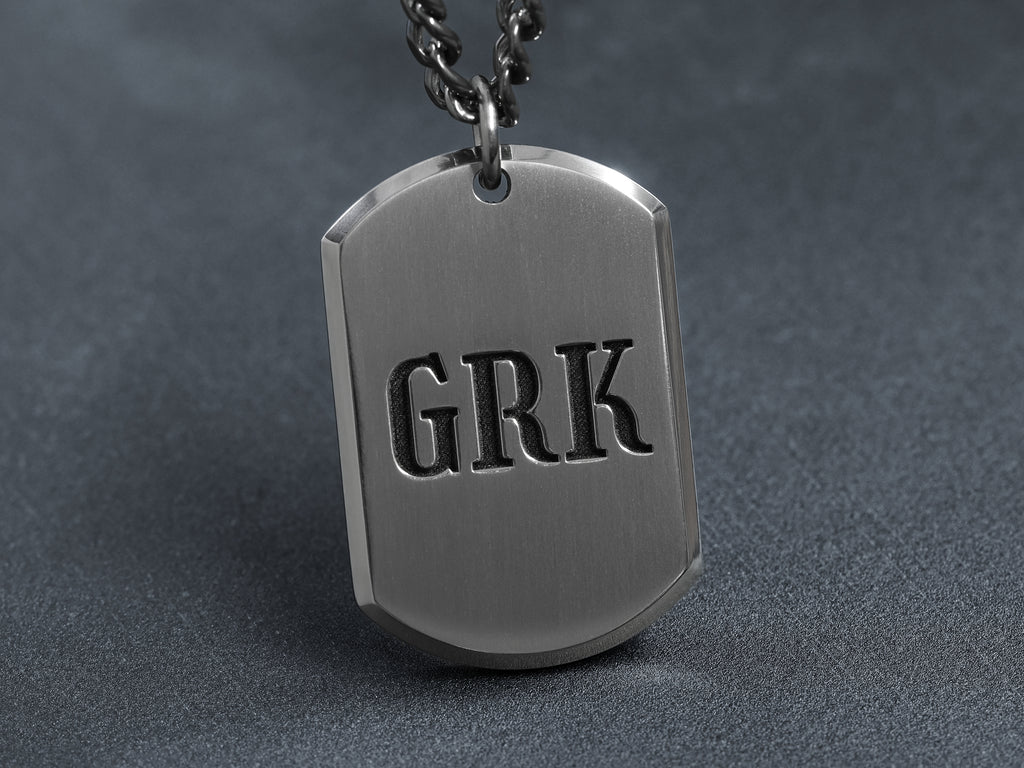 Titanium Custom Initial Dog Tag Necklace - Maven Metals