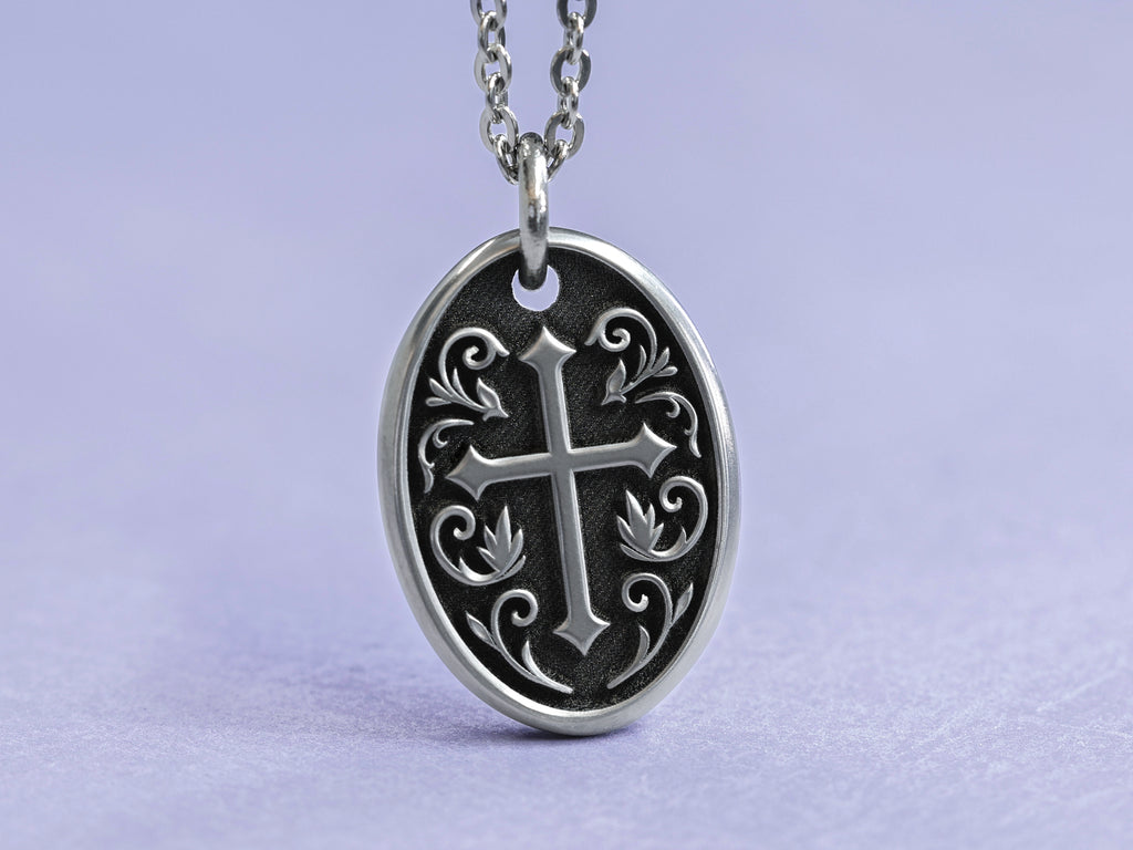 TITANIUM Custom Cross Oval Necklace – Maven Metals