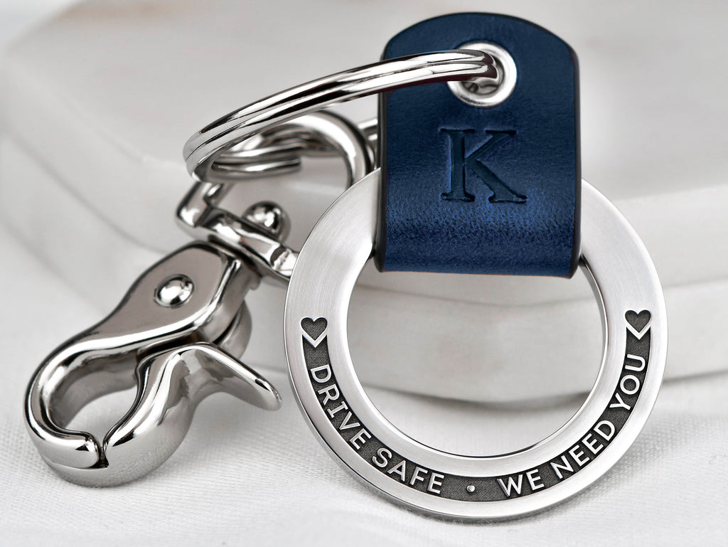 Womens 3D Engraved Leather Keychain Ring – Maven Metals