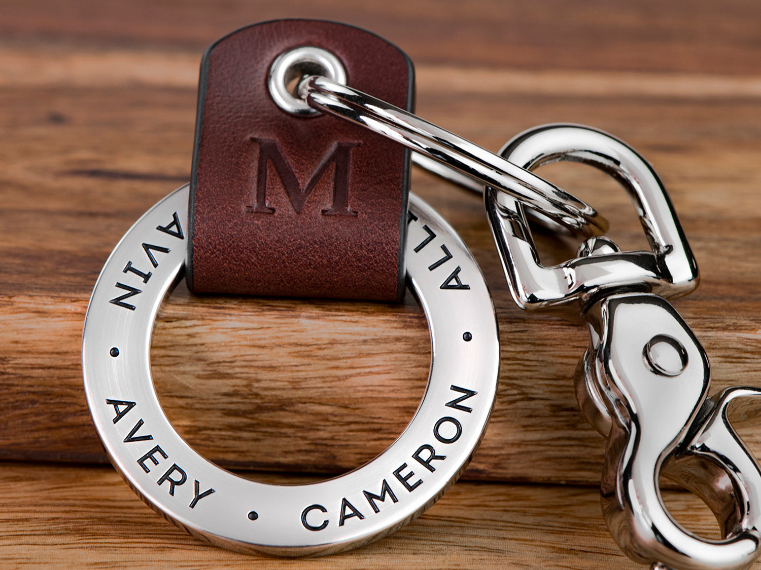 Custom Engraved Leather Keychain | Dad Keychain | Maven Metals