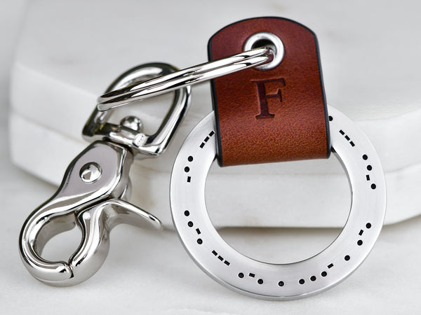 Morse Code Leather Keychains | Custom Made Gifts | Maven Metals